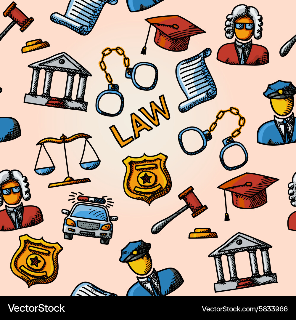 Seamless law handdrawn pattern with- scales Vector Image