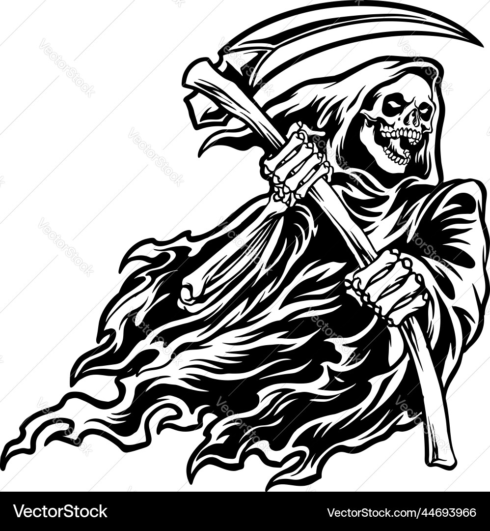 Silhouette grim reaper horror clipart Royalty Free Vector