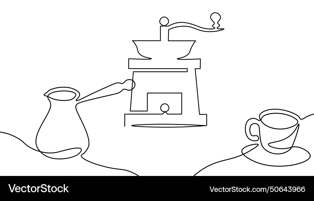 Single continuous line art coffee bean morning Vector Image