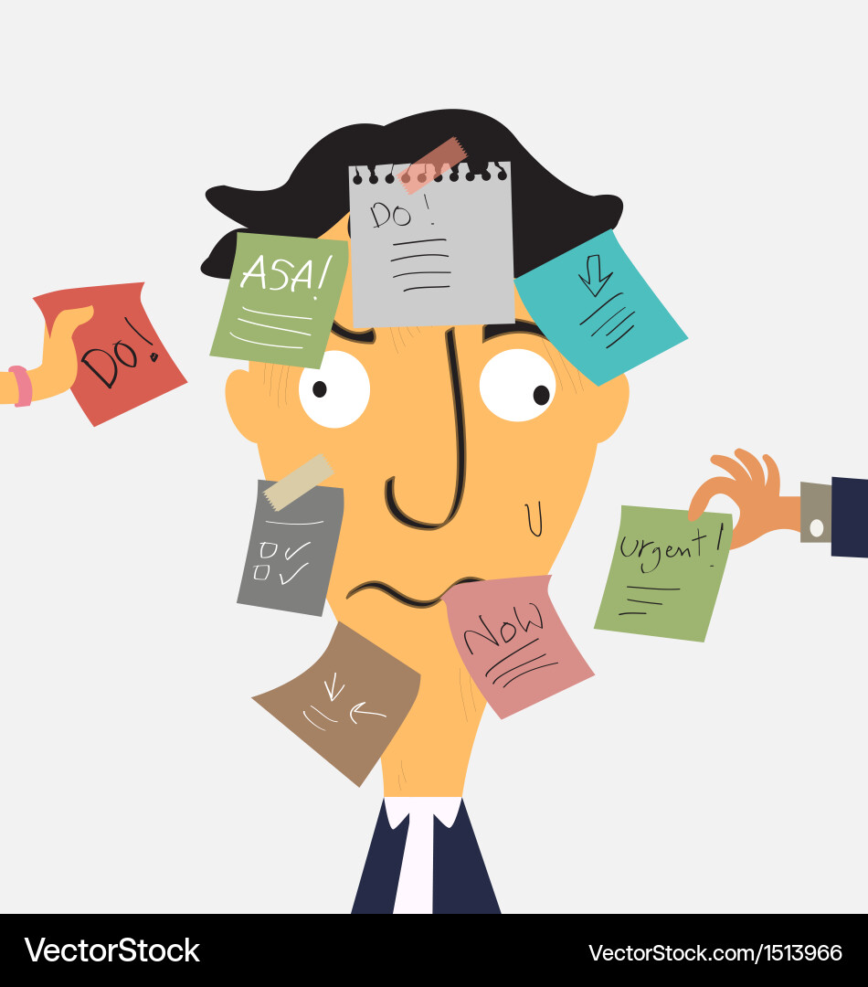 Too many work to do Royalty Free Vector Image - VectorStock