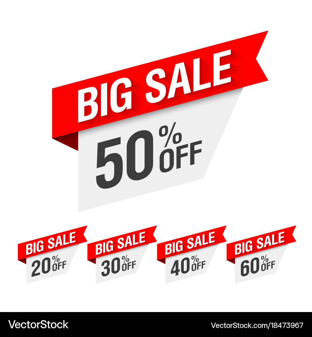 Big sale discount labels Royalty Free Vector Image