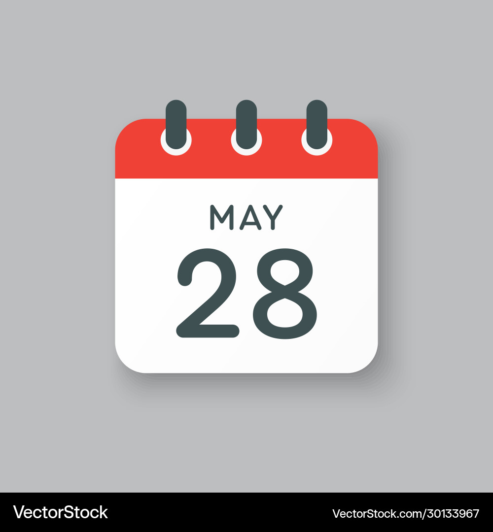 Calendar day 28 may days year Royalty Free Vector Image