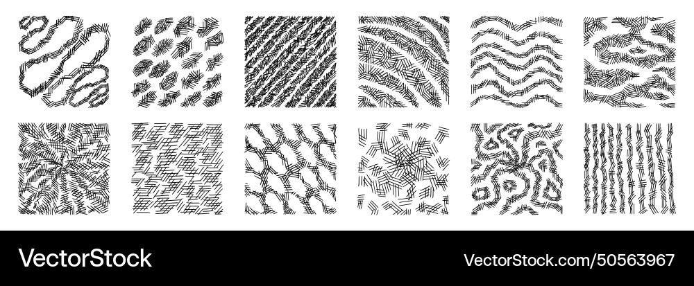 Hand drawing crosshatch texture graphic set Vector Image
