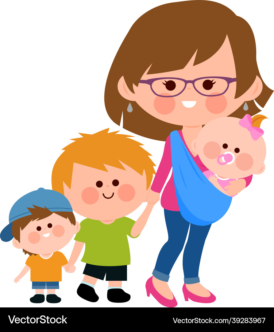 Mother and Children Walking Royalty Free Vector Image