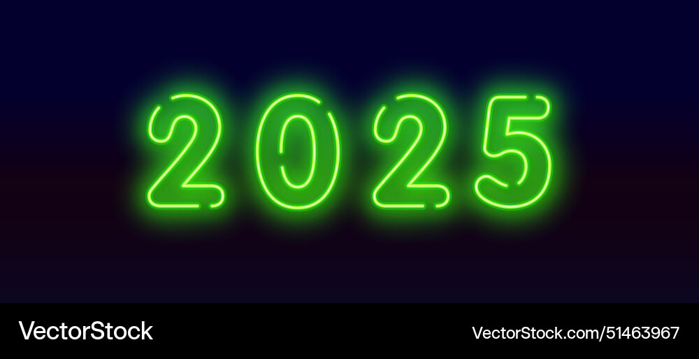 New year 2025 neon template on dark blue Vector Image