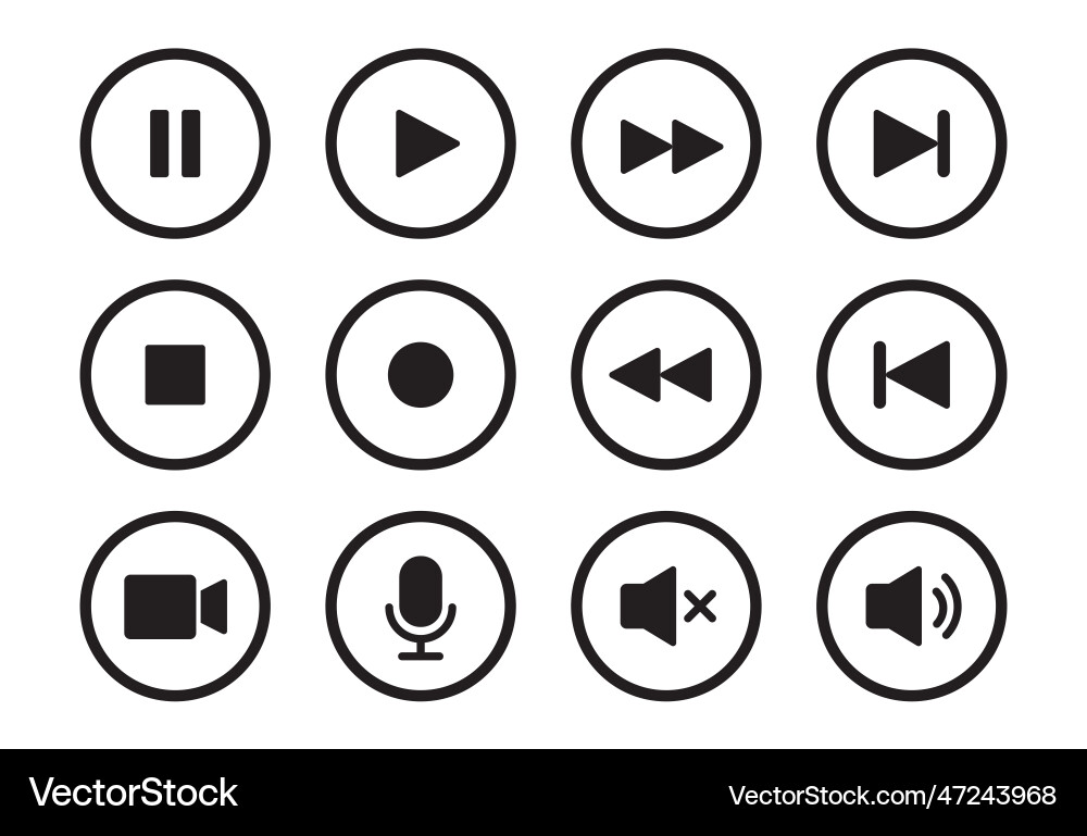 Audio video music player button icon sound Vector Image