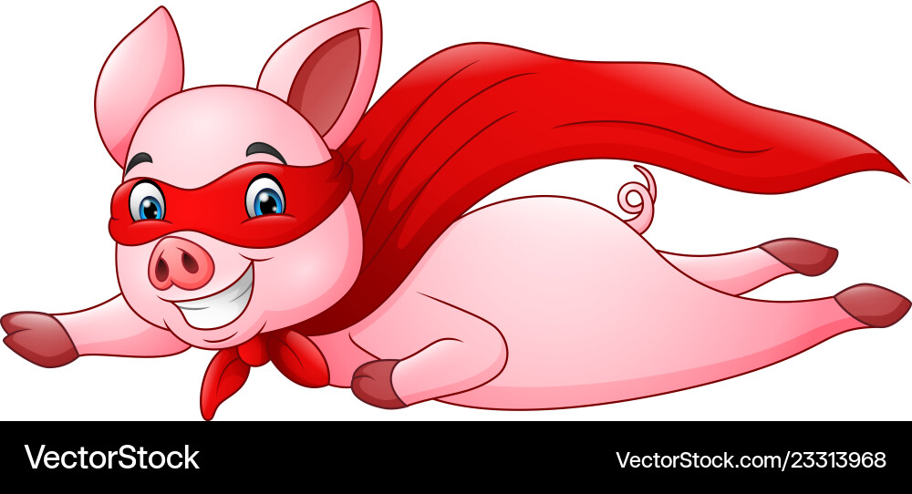 Cute superhero pig cartoon Royalty Free Vector Image