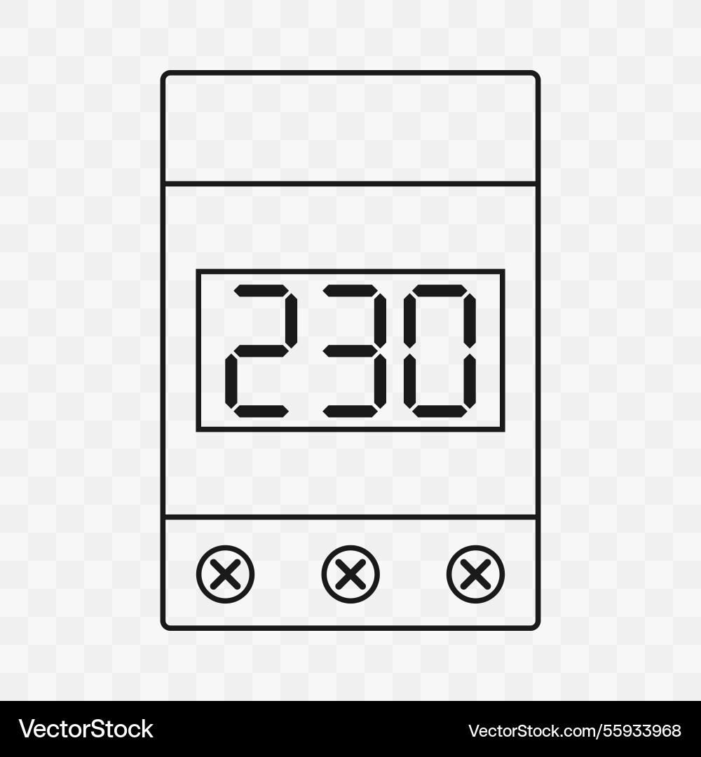 Digital voltage relay displaying 230 volts Vector Image