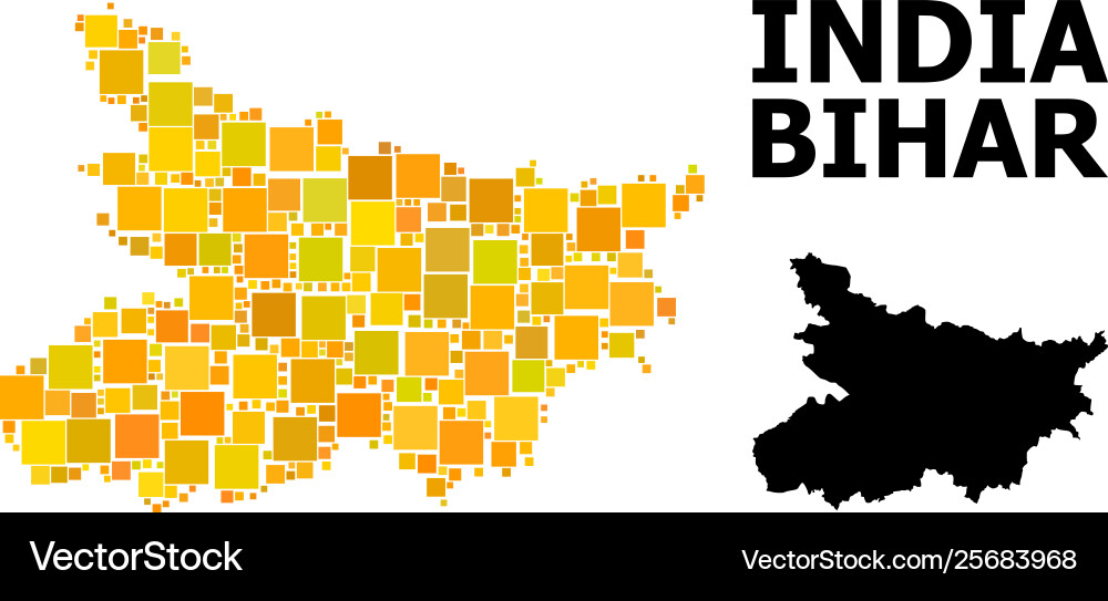 Gold square pattern map bihar state Royalty Free Vector