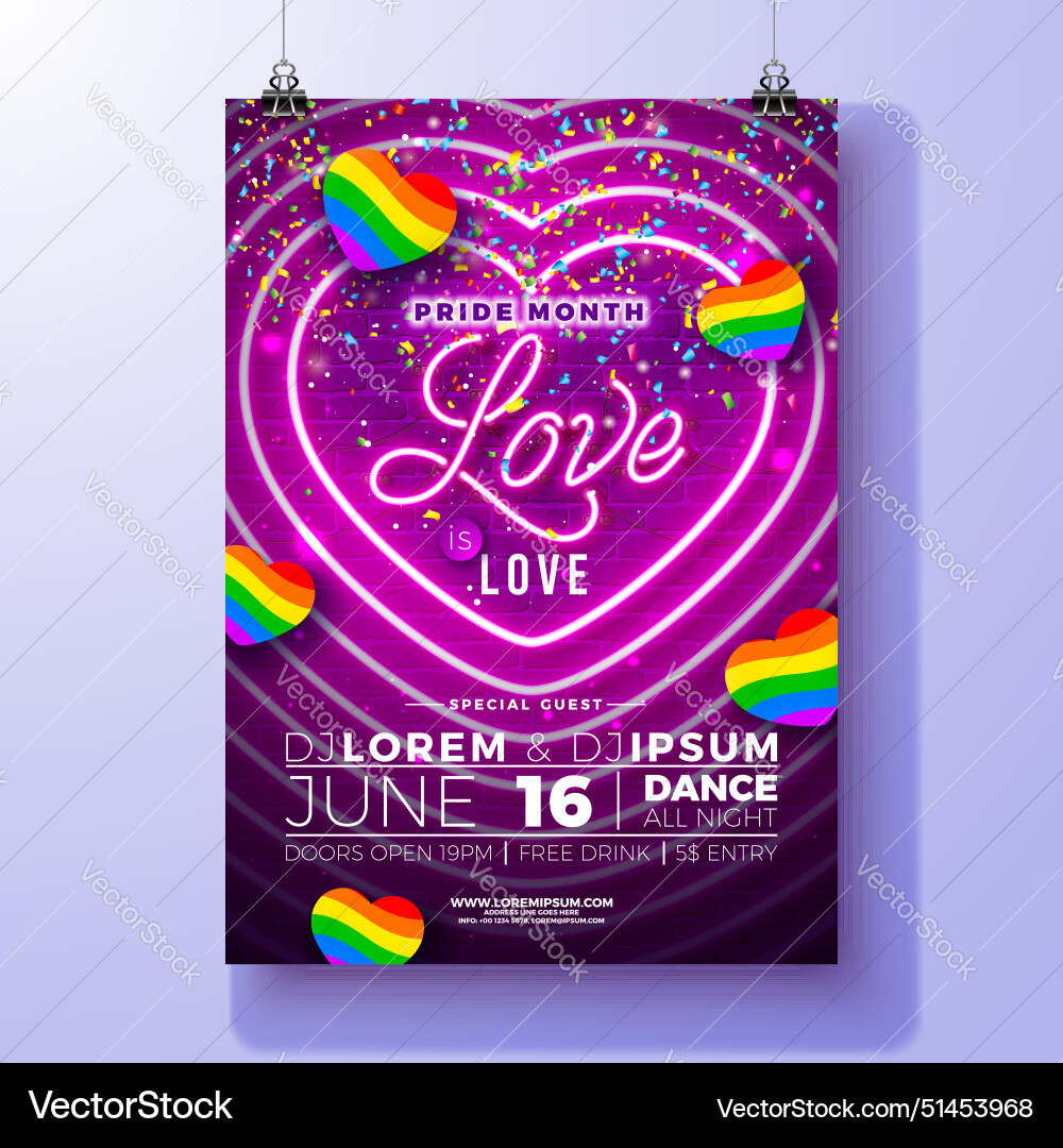Pride month party flyer design lgbtq Royalty Free Vector
