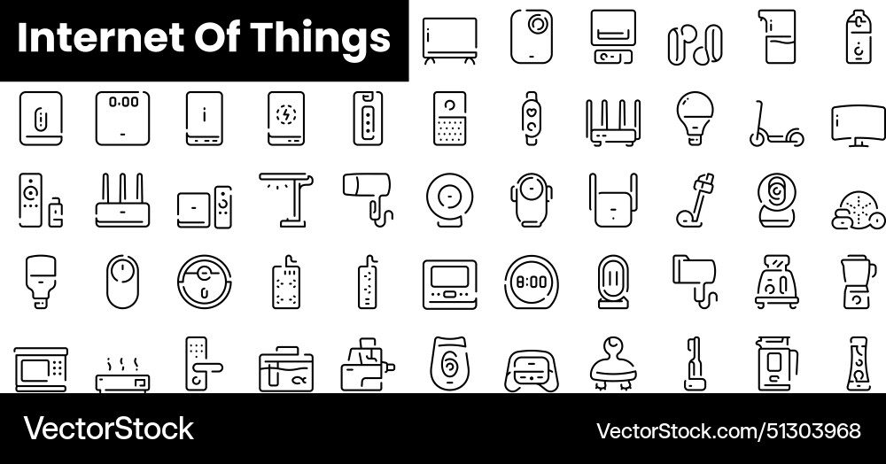 Set of outline internet things icons Royalty Free Vector