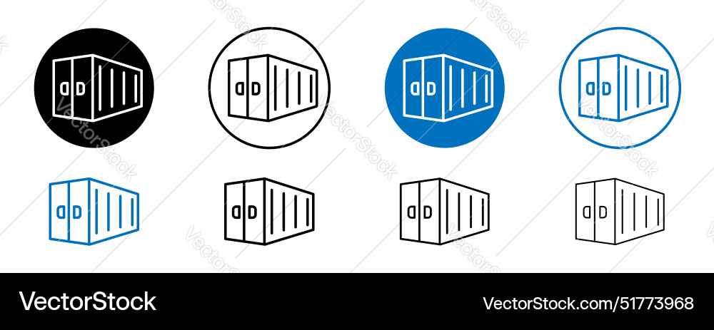 Shipping container icon set black filled Vector Image