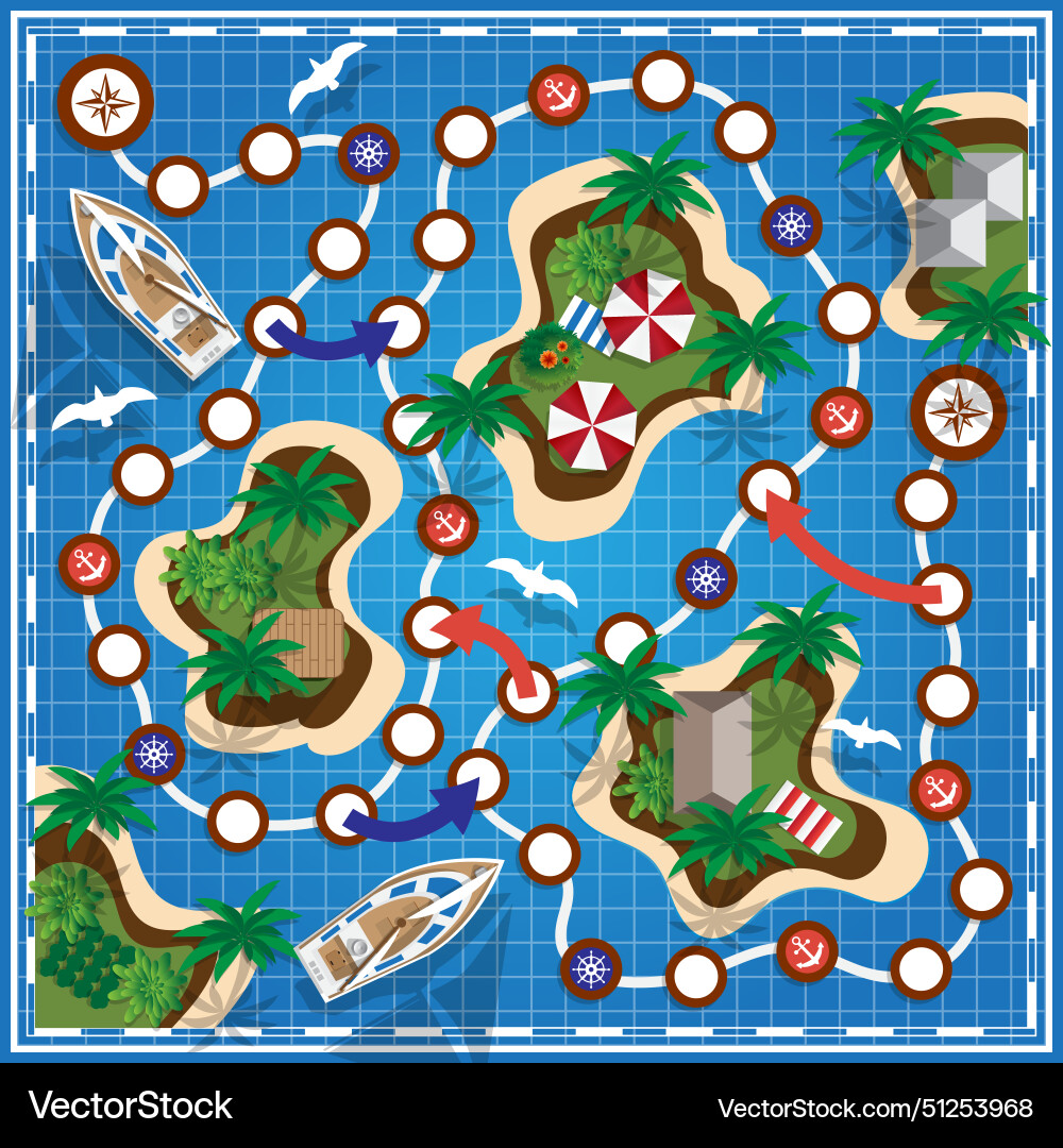 Tropical islands on the map Royalty Free Vector Image