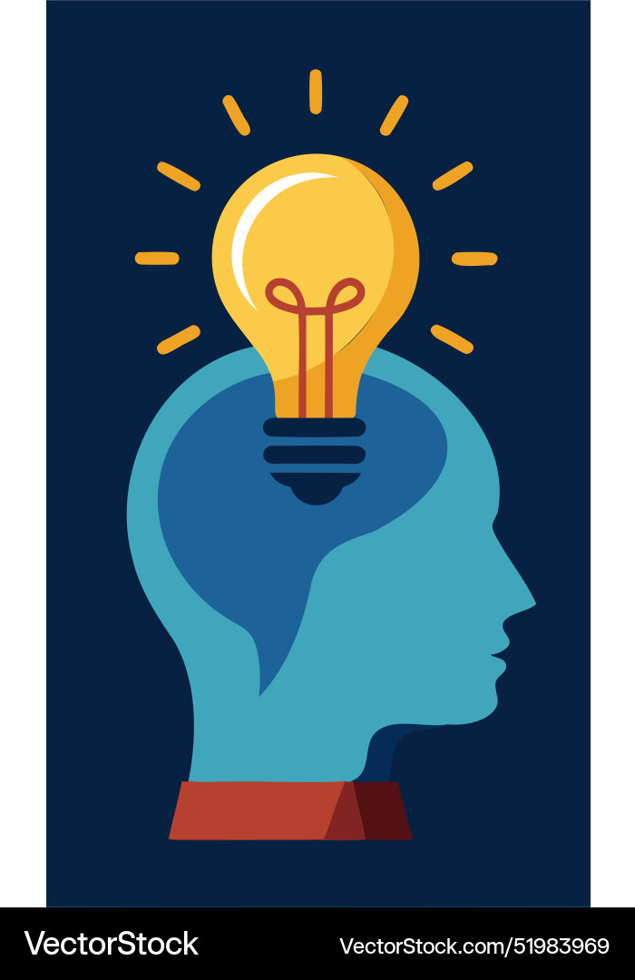 Creative mind with lightbulb Royalty Free Vector Image