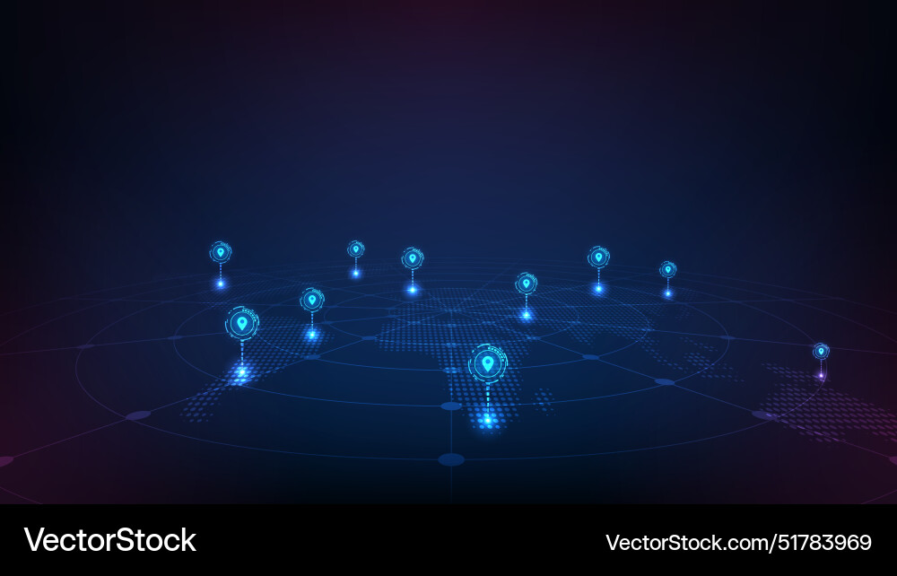 Gps tracking map track navigation pins with world Vector Image