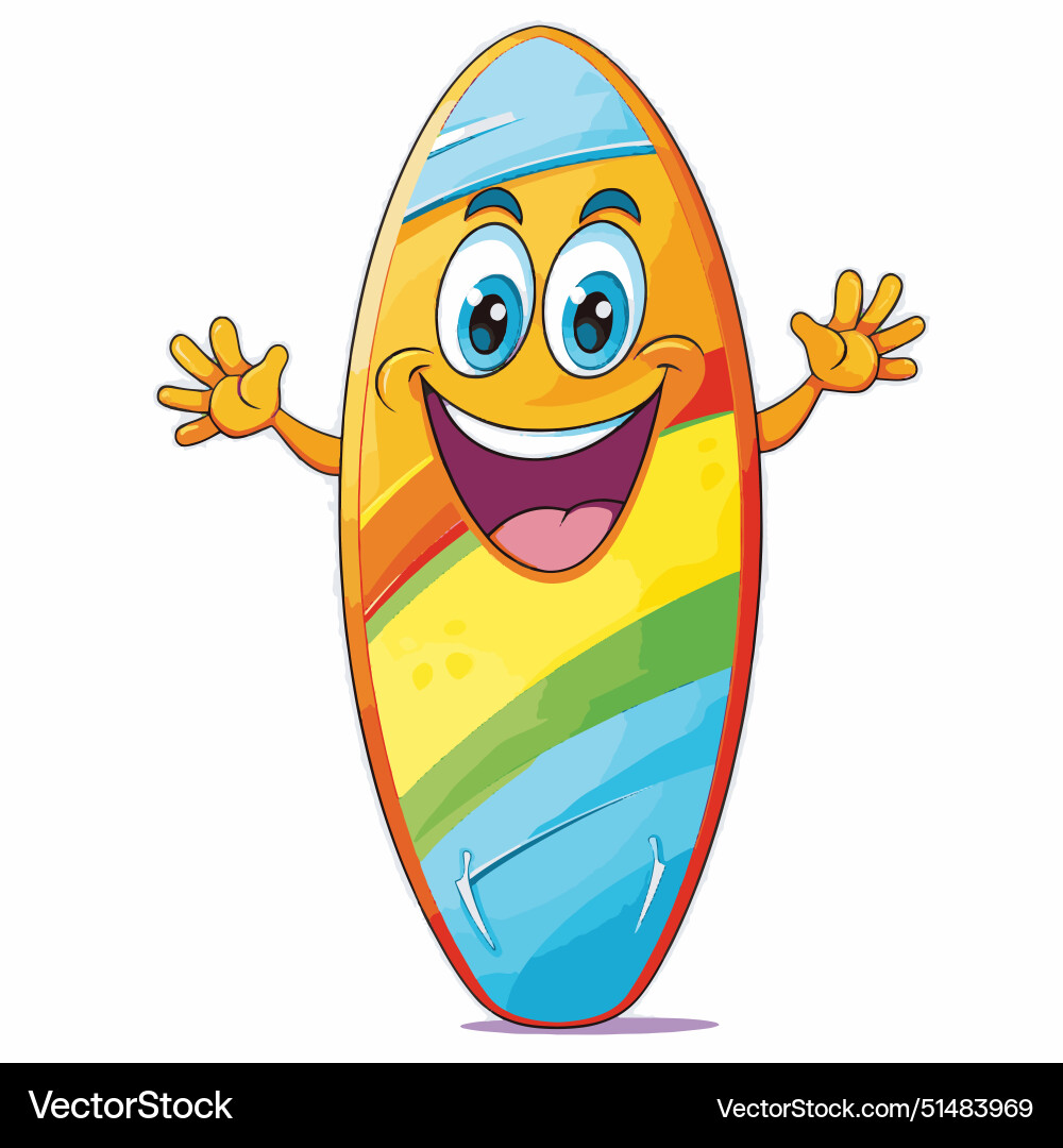 Happy surfboard in vibrant summer colors Vector Image