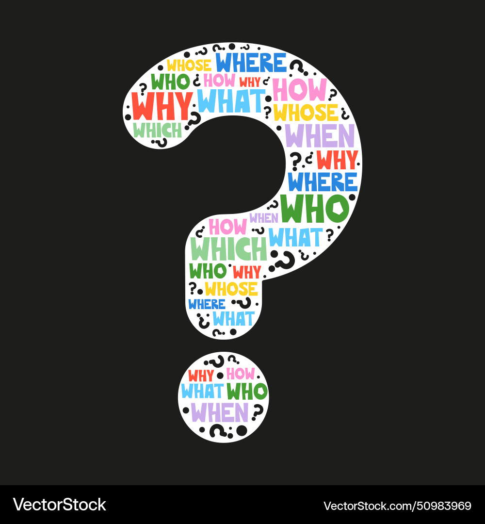 Question mark with words Royalty Free Vector Image