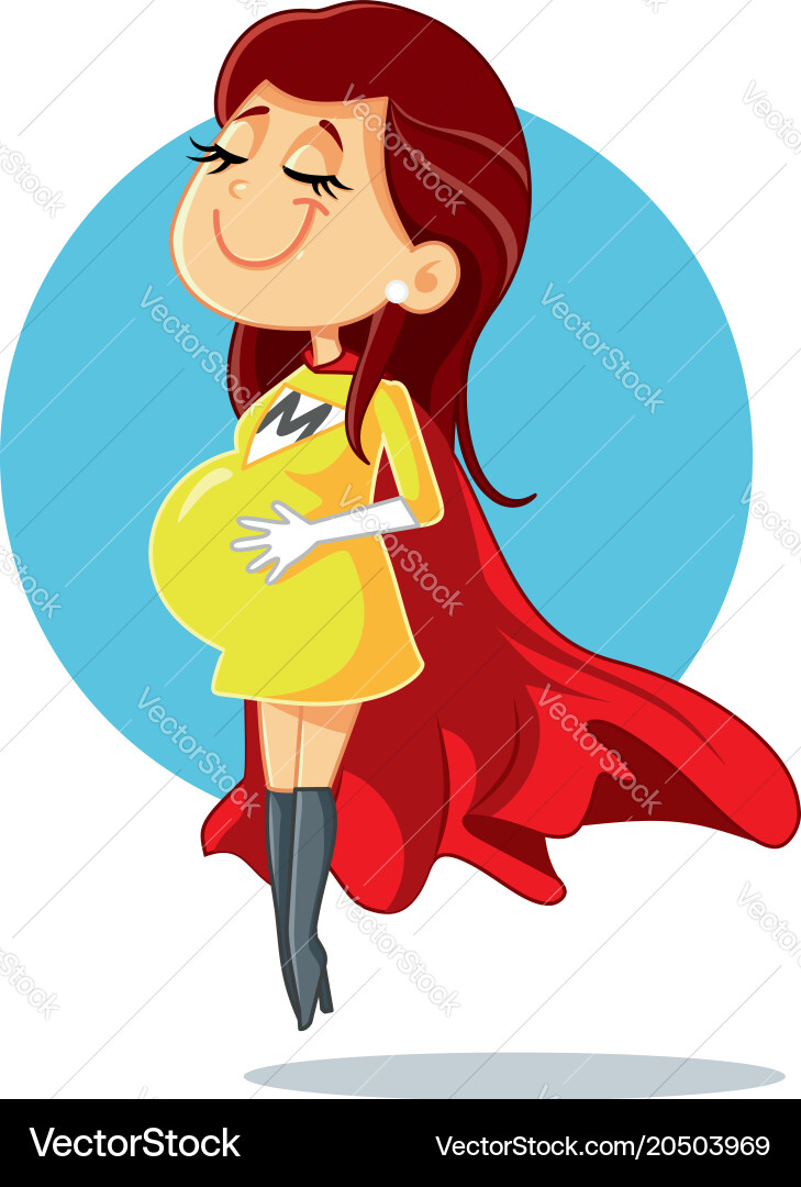 Superhero Pregnant Woman Royalty Free Vector Image