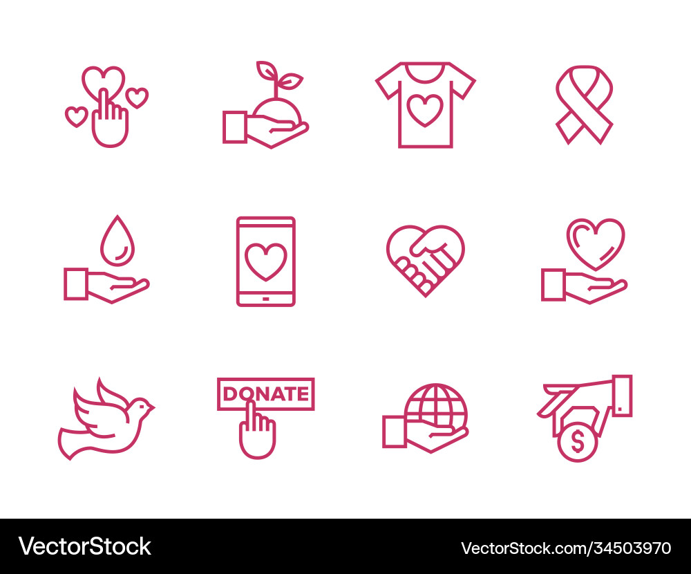 Charity Icon Set - Line Art Royalty Free Vector Image