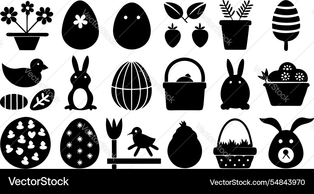 Easter festival silhouette pack Royalty Free Vector Image