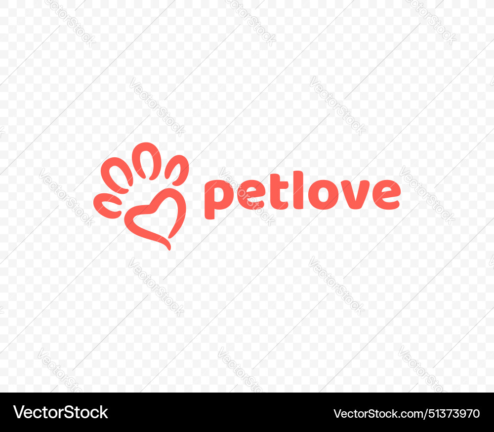 Heart shaped paw print logo design Royalty Free Vector Image