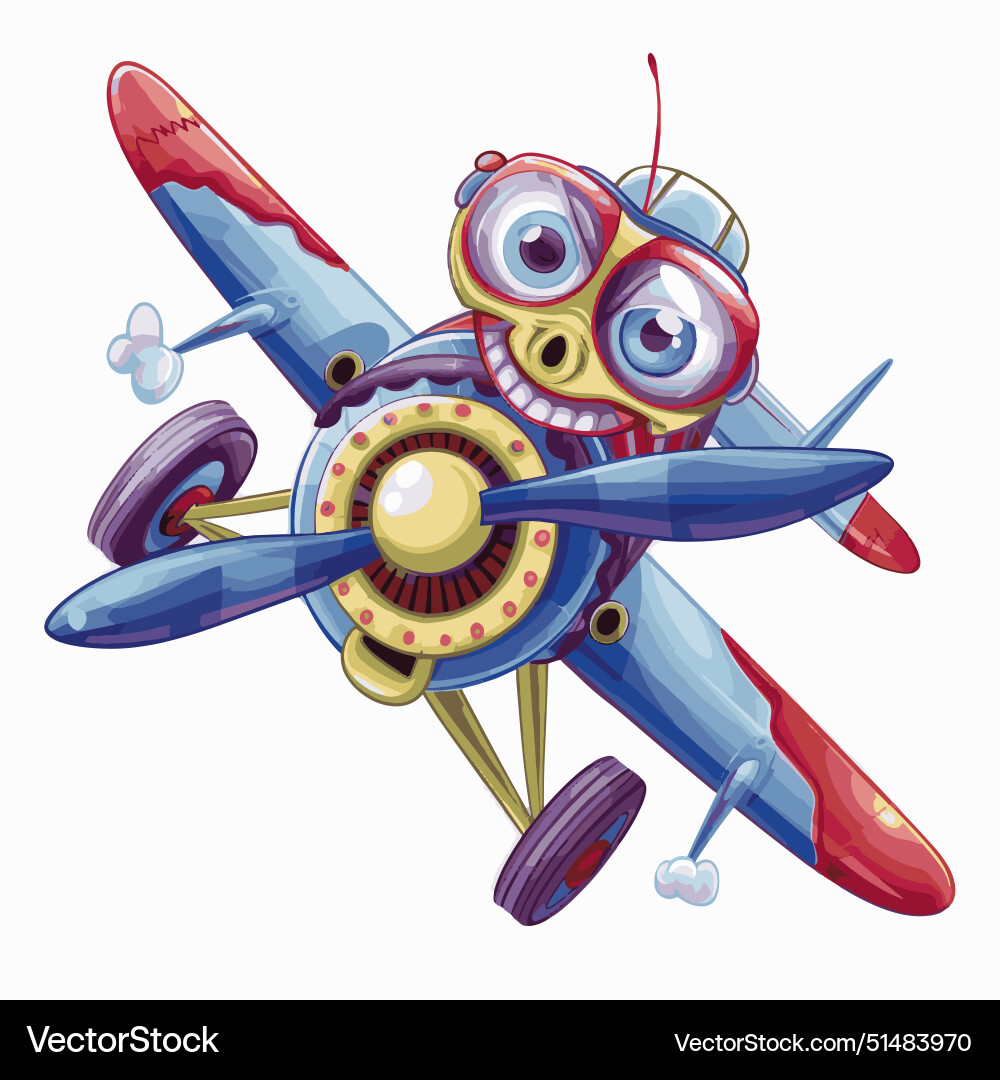 Humorous aviation cute cartoon pilot Royalty Free Vector