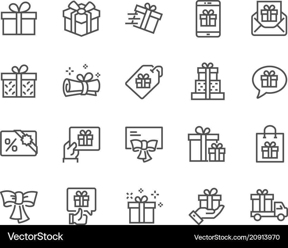 Line gifts icons Royalty Free Vector Image - VectorStock