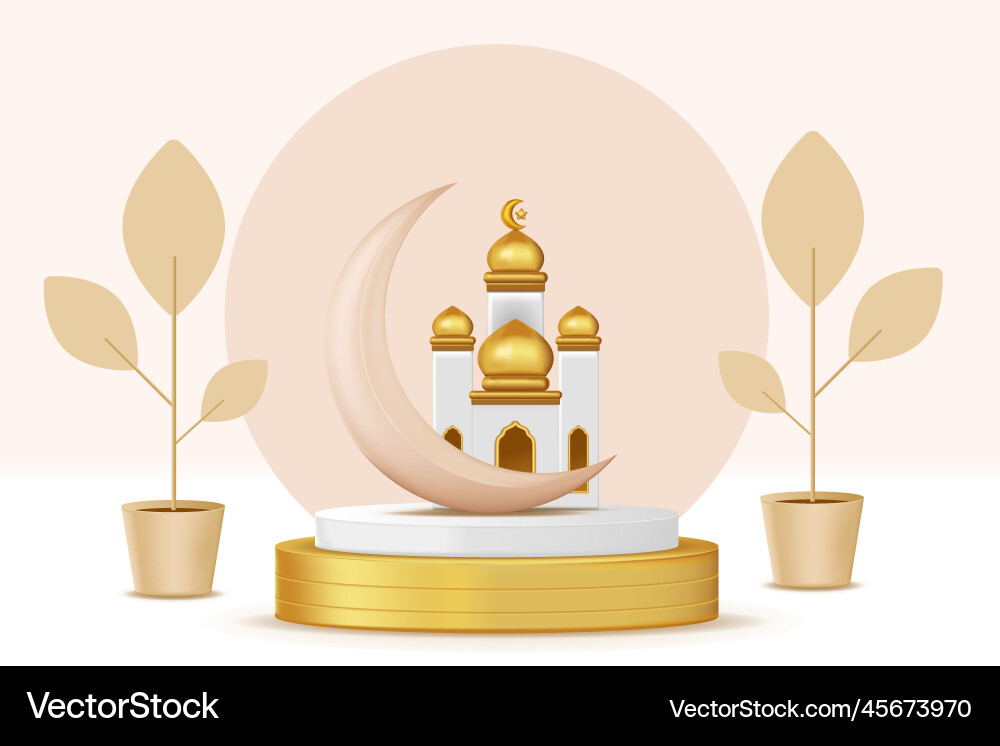Realistic 3d islamic celebration Royalty Free Vector Image