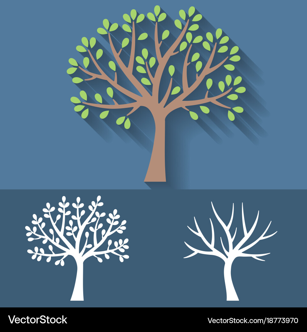 Tree and without leaves icon Royalty Free Vector Image