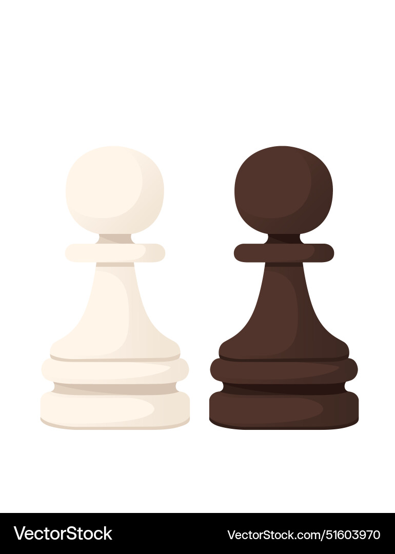 White and black pawn chess figure for table board Vector Image