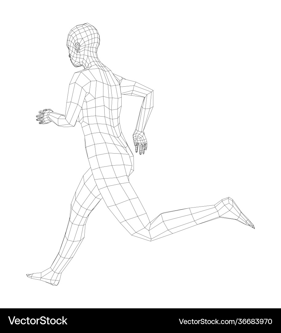 Wireframe running woman Royalty Free Vector Image
