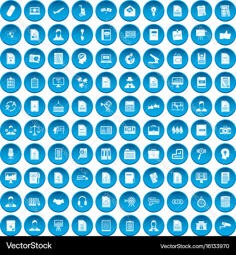 Work Paper Icon Set - Blue Royalty Free Vector Image
