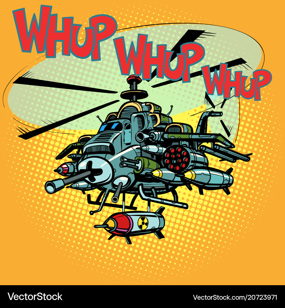 Assault military helicopter with missiles Vector Image