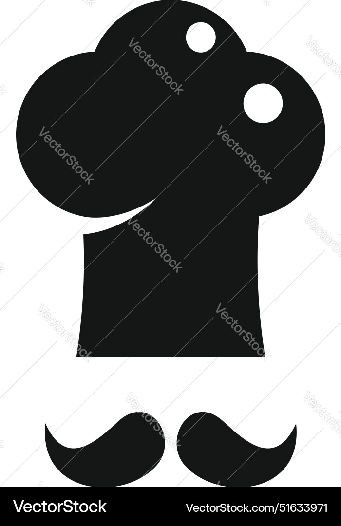 Black chef toque hat with mustache logo Royalty Free Vector