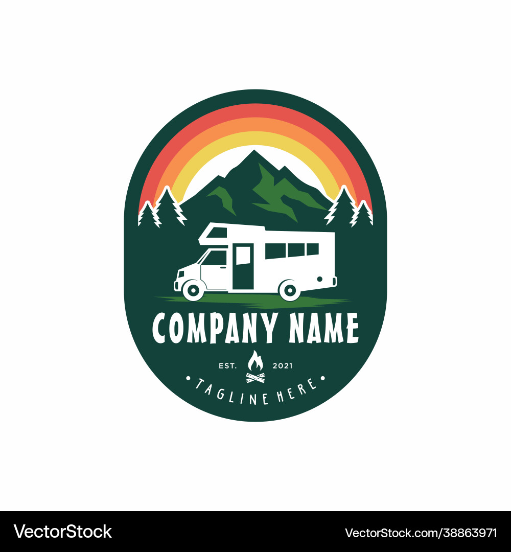 Camper van or recreational vehicle adventure logo Vector Image