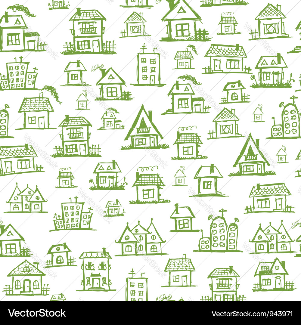 Charming Houses Seamless Pattern Royalty Free Vector Image