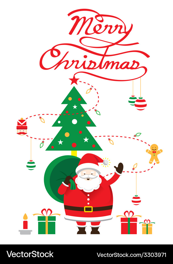 Christmas Santa Text and Ornament Royalty Free Vector Image