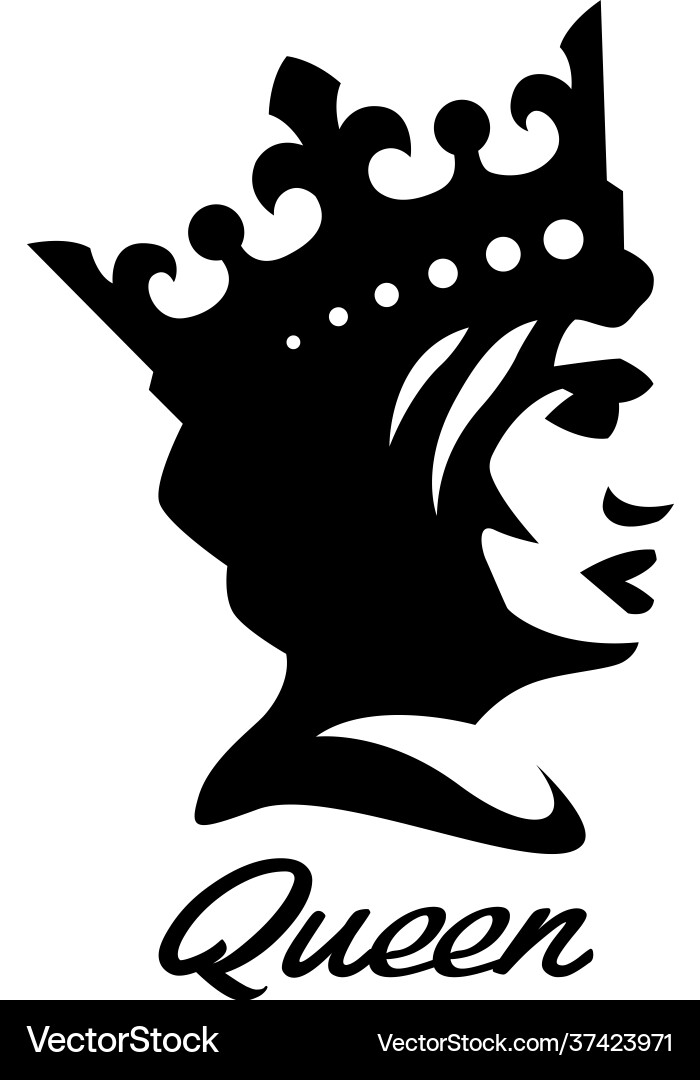 Queen symbol logo black white style Royalty Free Vector