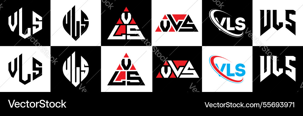Vls letter logo design in six style polygon Vector Image