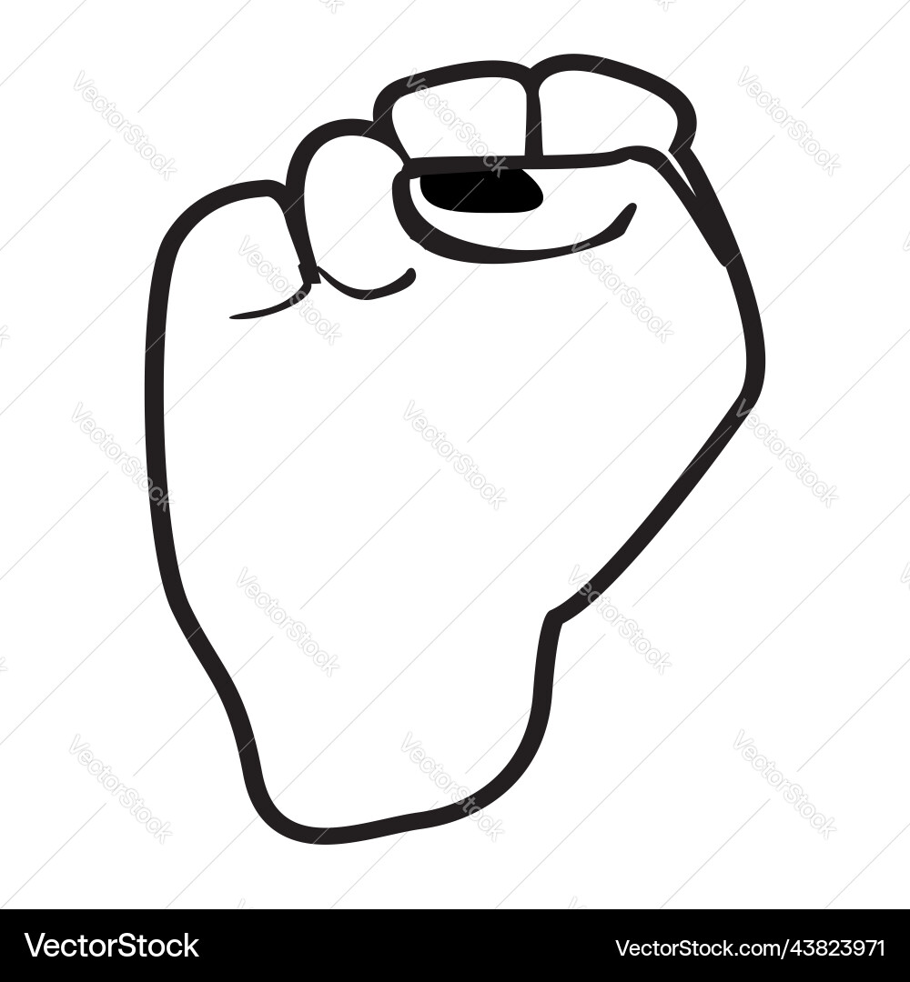 White outline power fist Royalty Free Vector Image