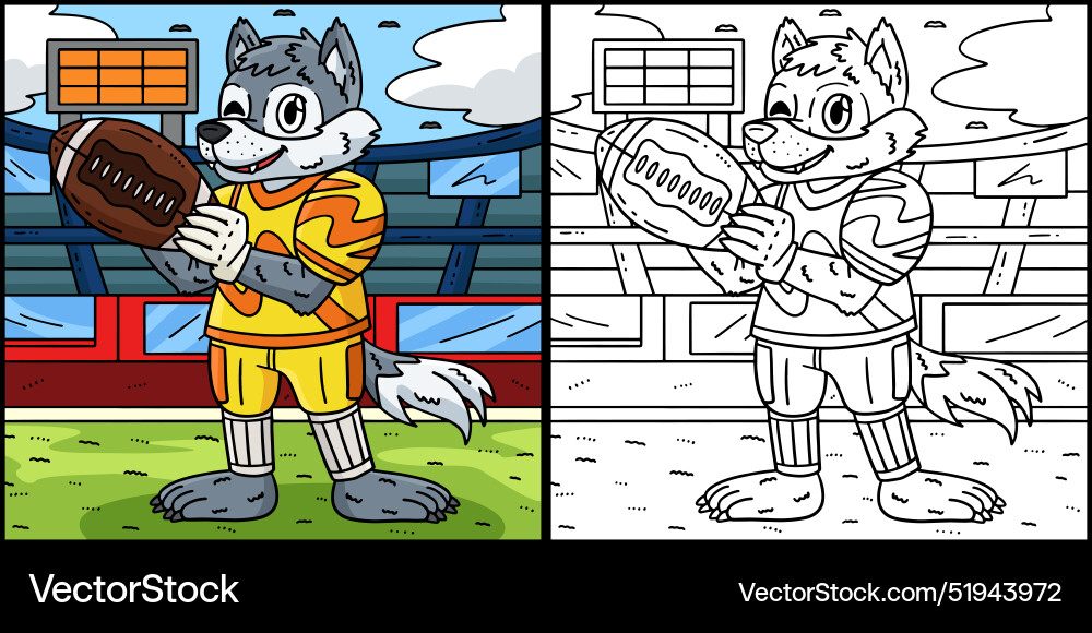 American football wolf mascot Royalty Free Vector Image