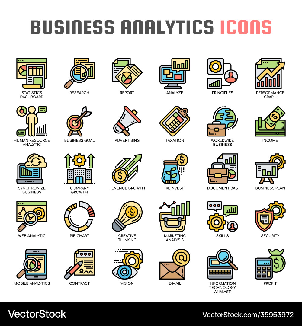 Business analytics thin line and pixel perfect Vector Image