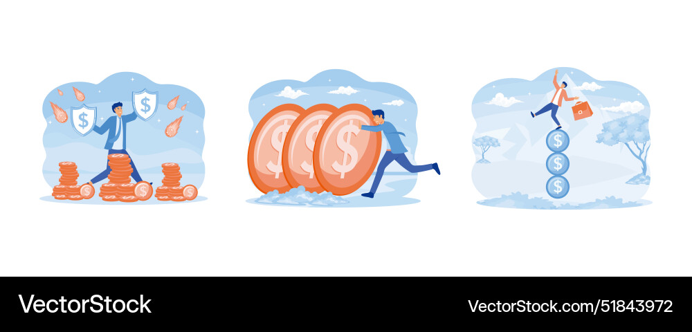 Businessman protect financial stability Royalty Free Vector