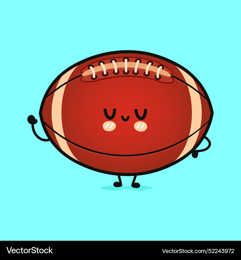 Cute funny rugby ball waving hand drawn Royalty Free Vector