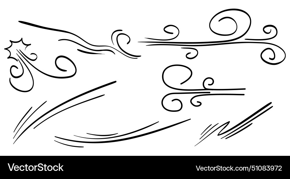Doodle wind blow gust design Royalty Free Vector Image