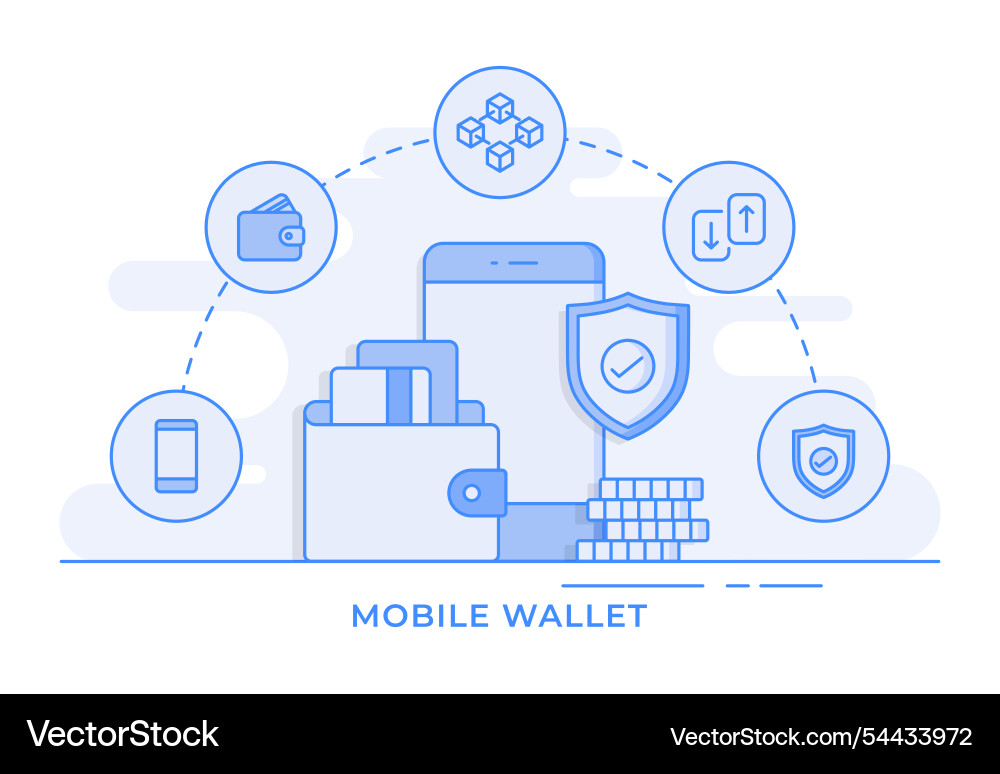 Mobile wallet infographic flat Royalty Free Vector Image