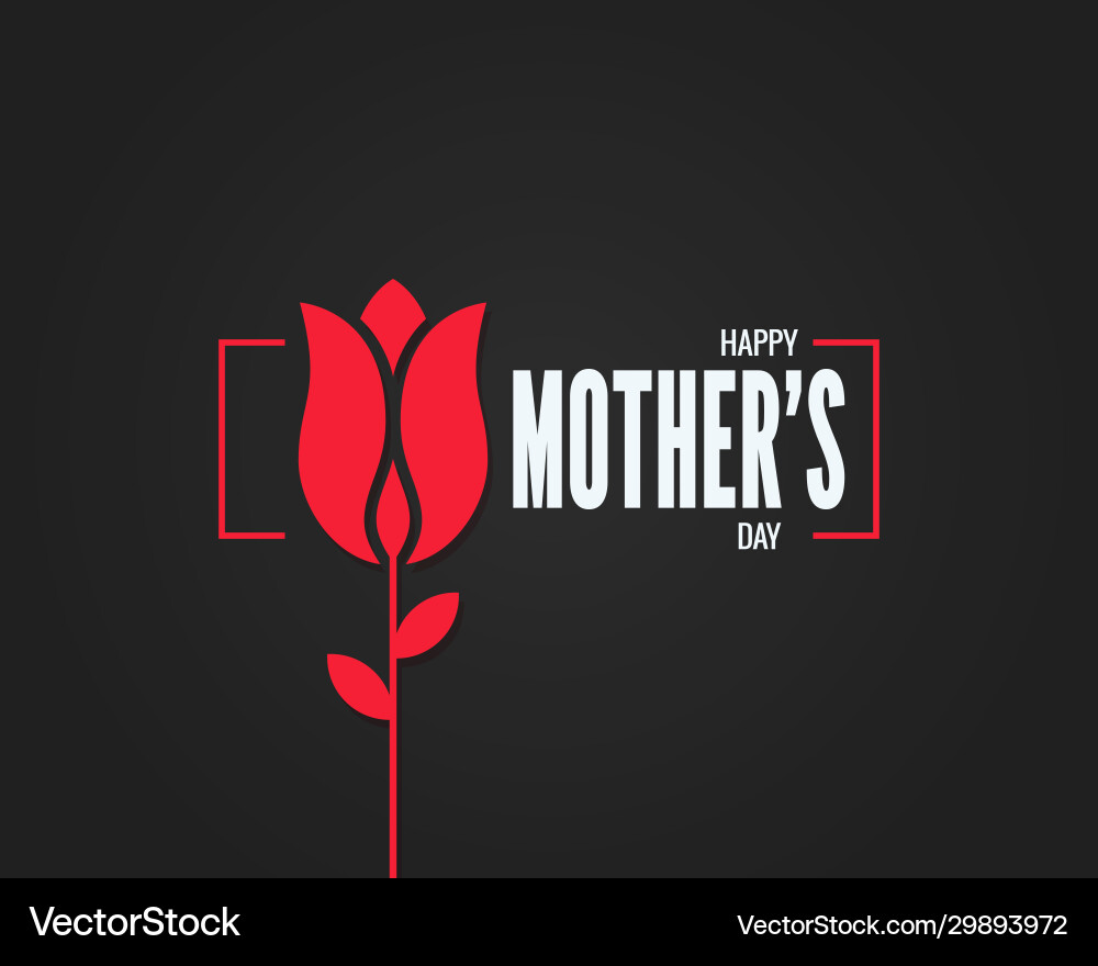 Mothers day logo flower on black Royalty Free Vector Image