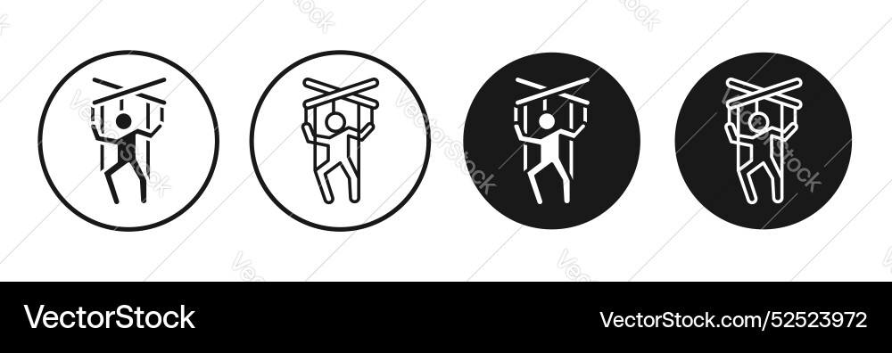 Puppet icon set black filled and outlined style Vector Image