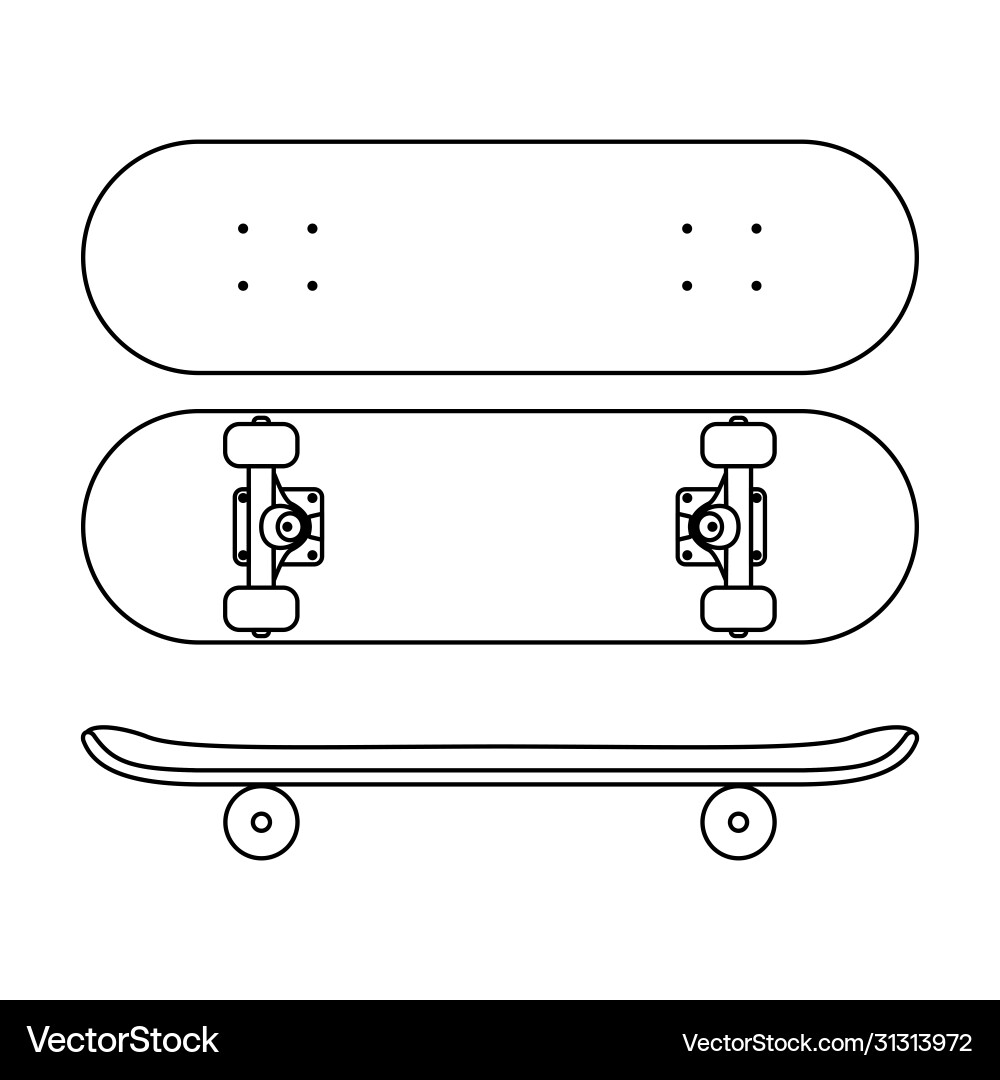 Skateboard icon in line art style isolated Vector Image