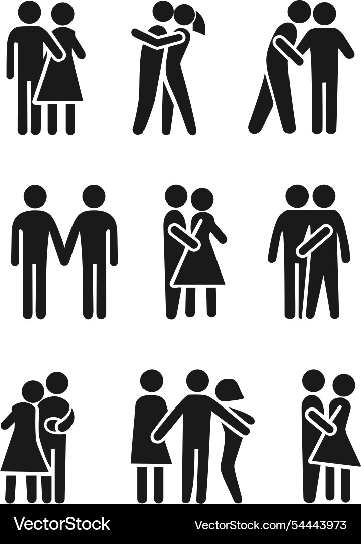 Schwarz Silhouette Paar Piktogramme für romantisch